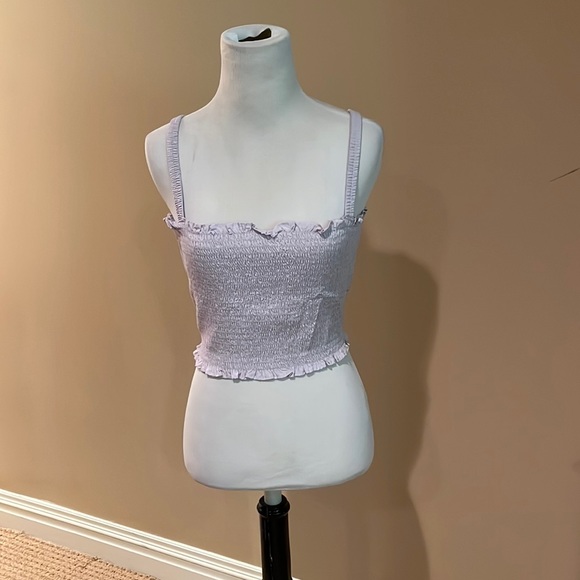 Weekday | Tops | Weekday Smocked Lavender Cropped Tank Top Nwt | Poshmark